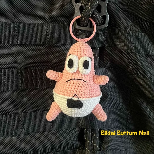 Baby Patrick Star Crochet Bag Charm | Plushie